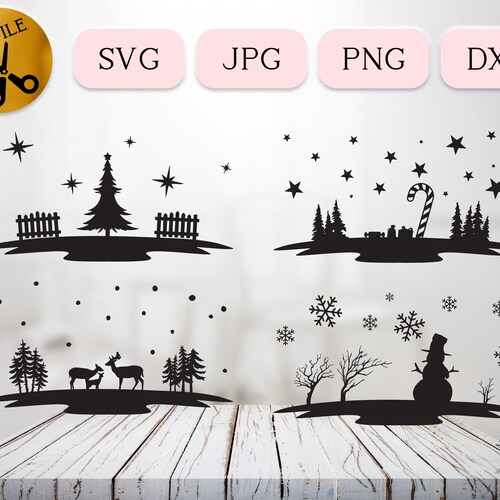 Deer SVG Winter Scene With Deer Bundle SVG Christmas Scene - Etsy