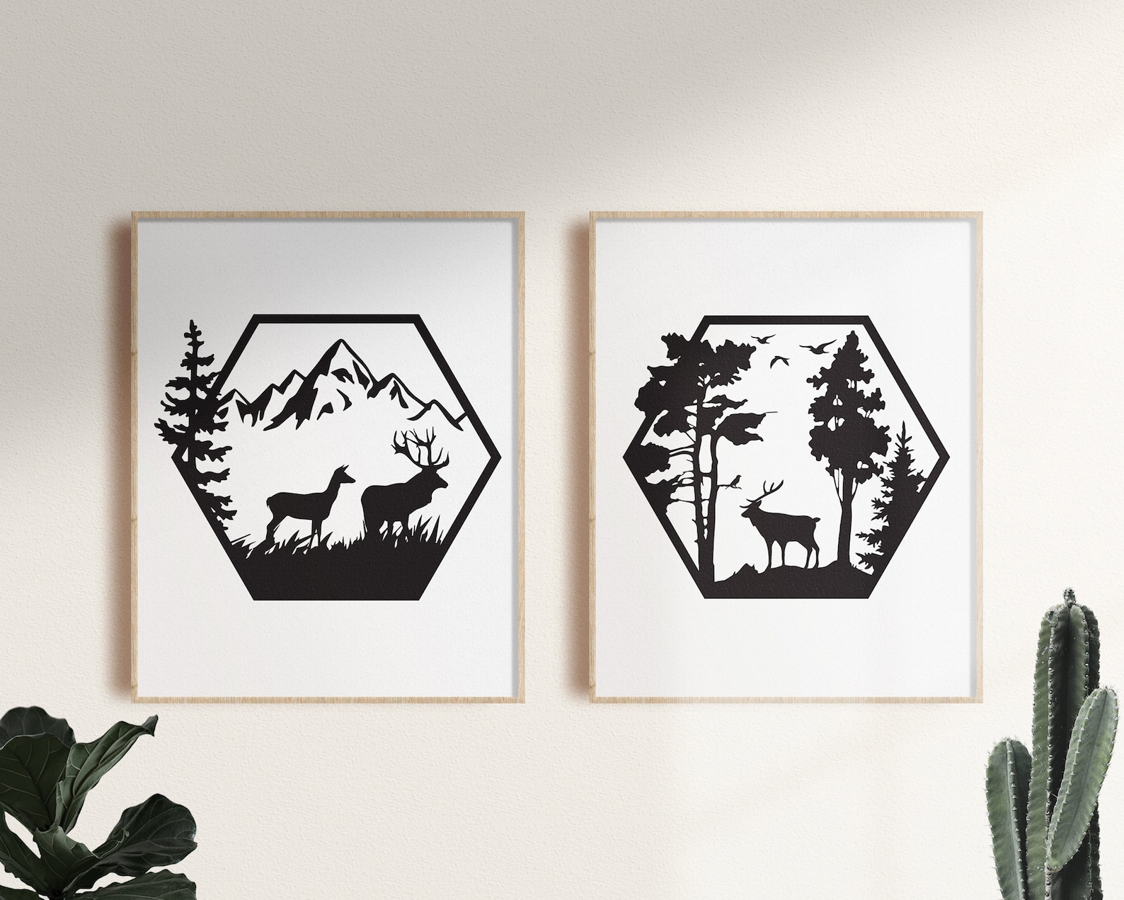 Hexagon Tiles SVG, Woodland Deer Svg, Geometric Nature Svg Cricut ...