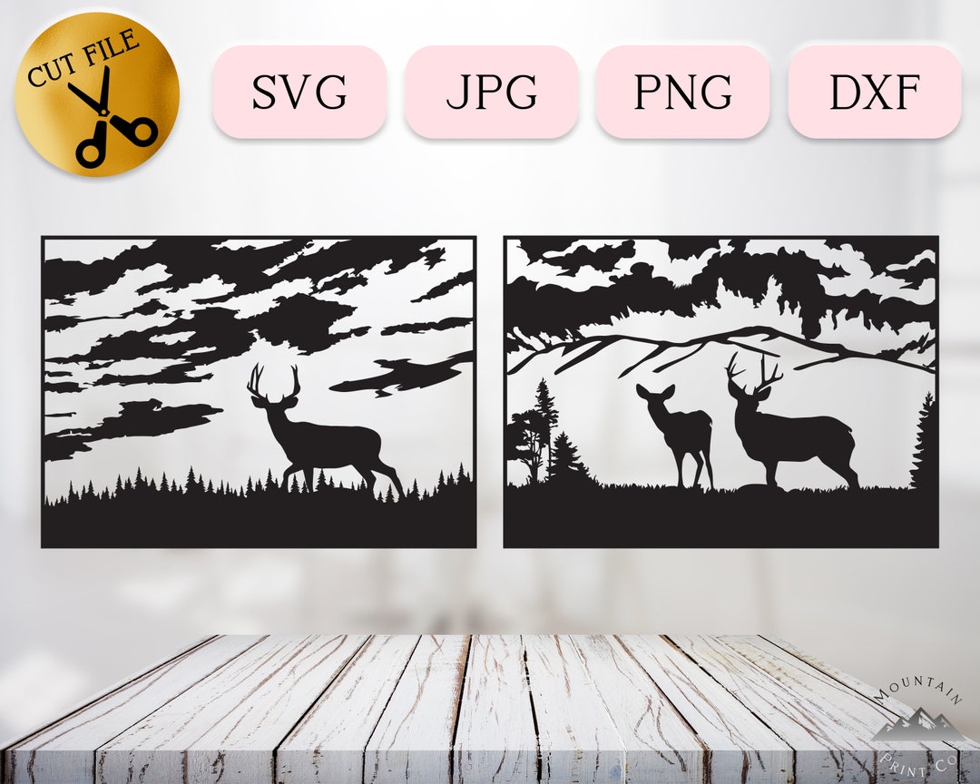 Epic Mule Deer SVG Bundle, Cloudy Skies Svg, Deer on Cloudy Day ...