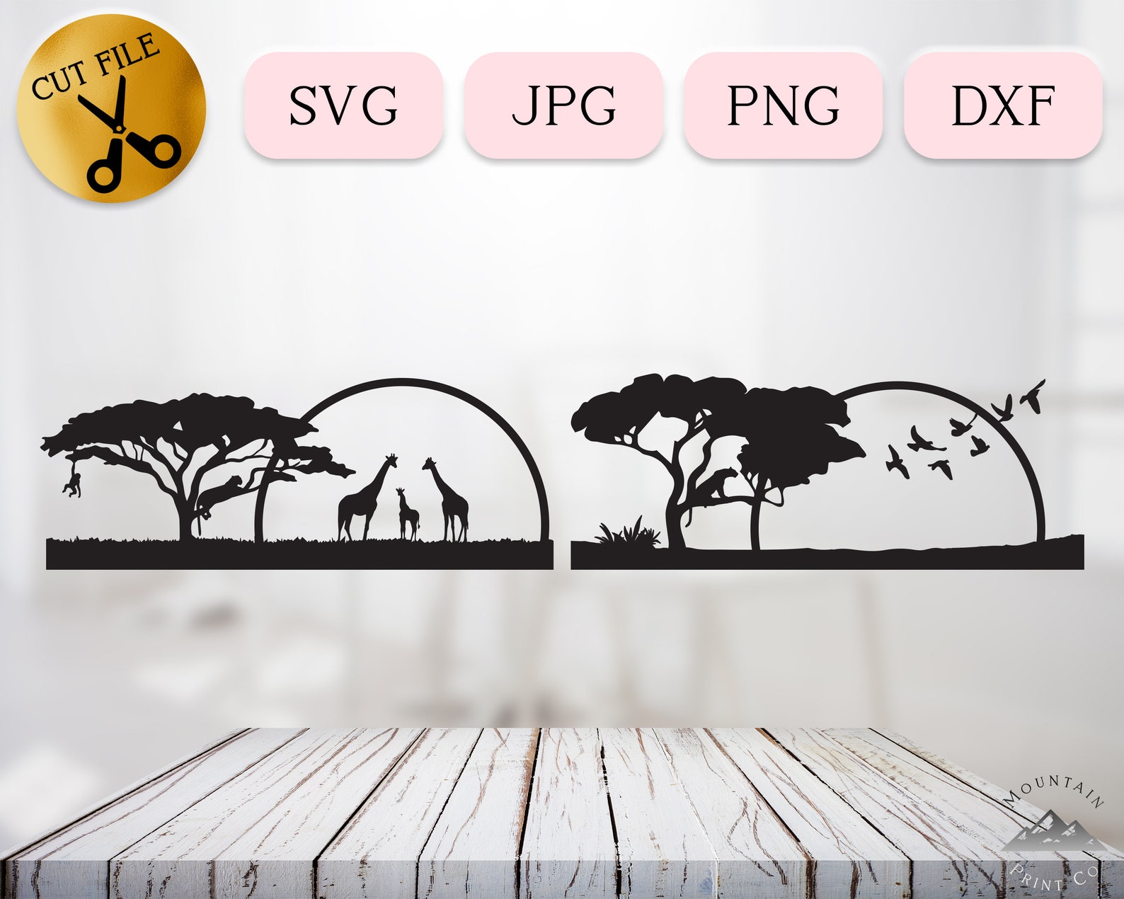 Safari Sunset SVG Bundle, Safari Scene, African Wildlife Silhouette ...