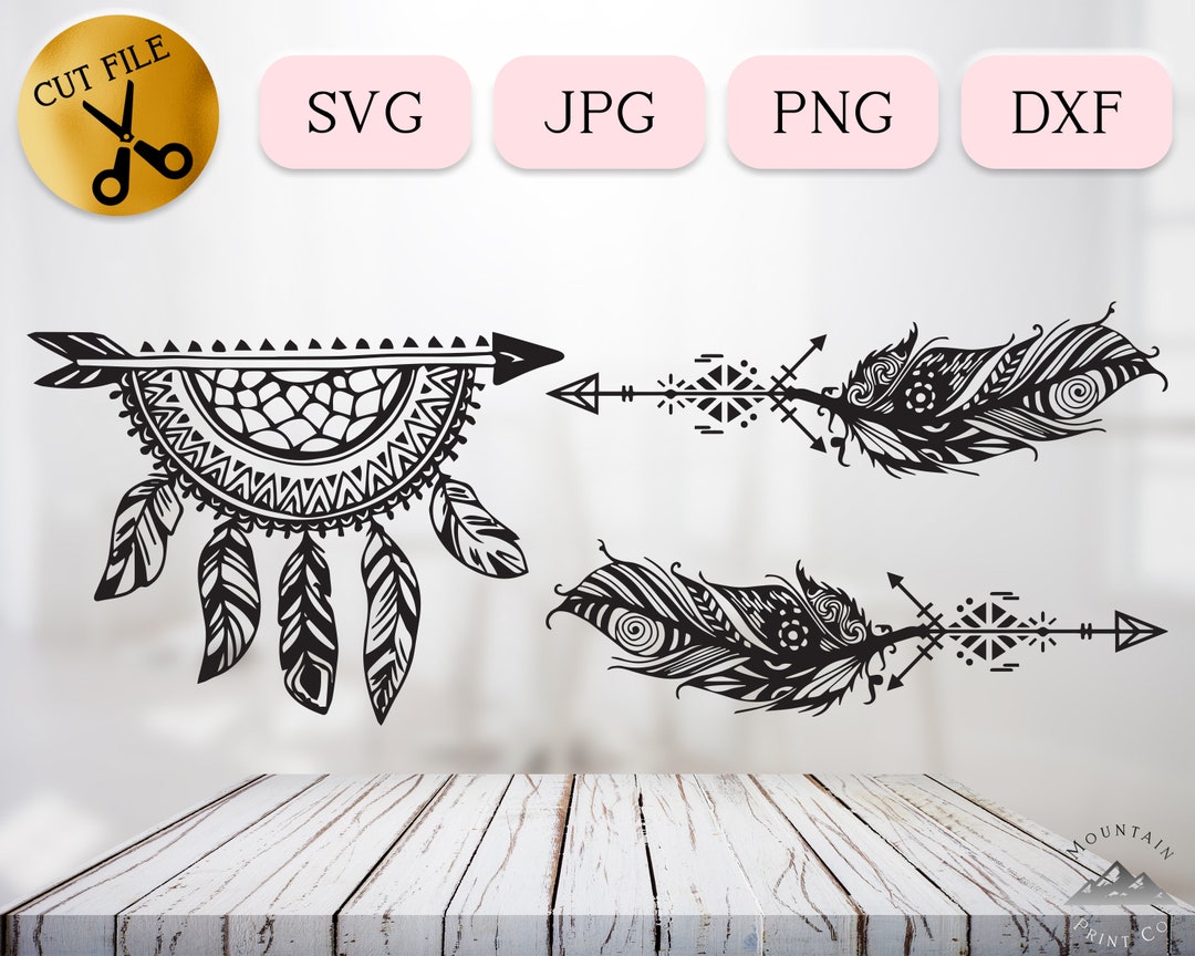 Boho Mandala Dreamcatcher SVG, Spiritual Feather Clipart, Filigree ...