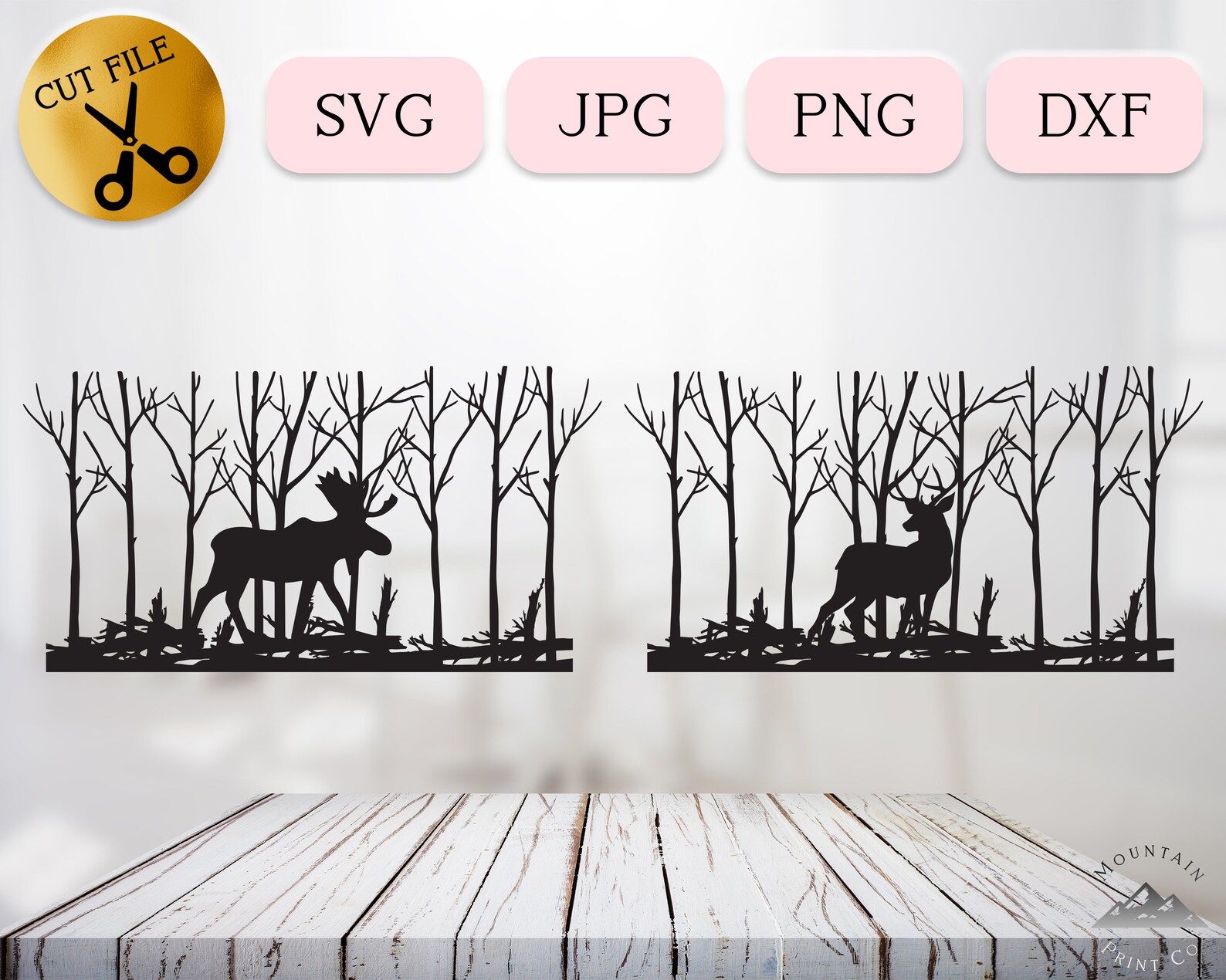 Albero caduto SVG, sentiero boscoso SVG, cervo nella foresta SVG ...