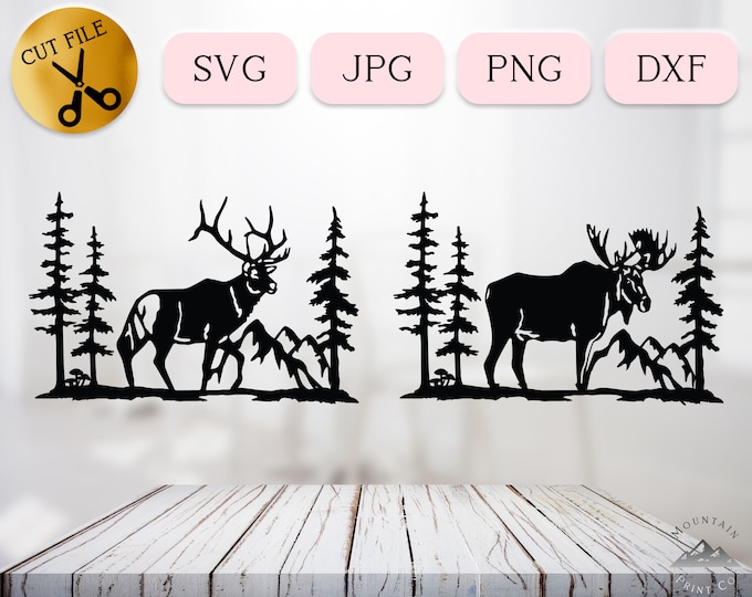US_ELK Svg | Stag Clipart | Hart Cut File | Moose Stencil | Elk Deer ...