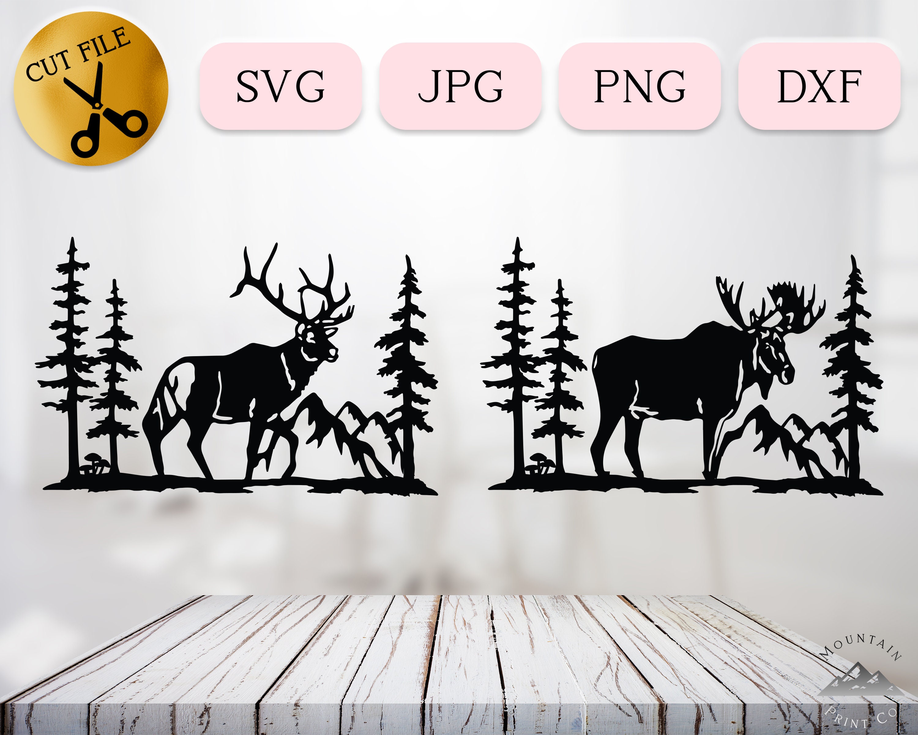 Forest Svg Mountain Svg Wildlife Scene Svg Cricut Detailed - Etsy