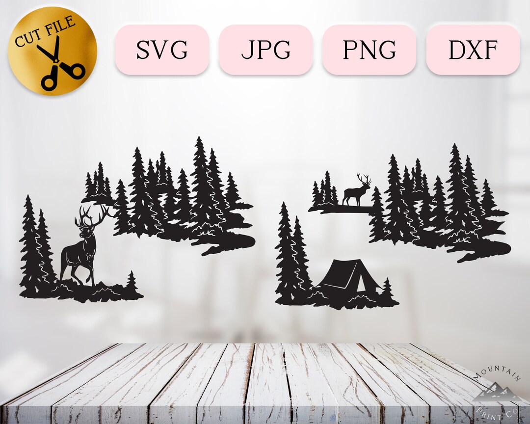 Elk With Trees SVG Bundle, Forest Camping Tent DXF, Outdoor Adventure ...