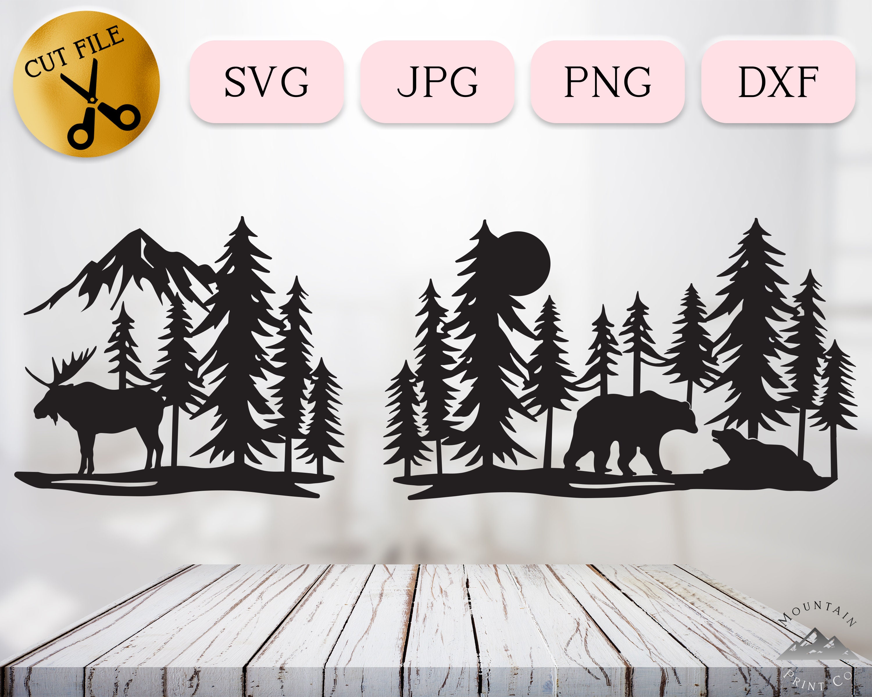 Bear SVG Dense Forest Landscape SVG Bundle Wildlife Scene | Etsy