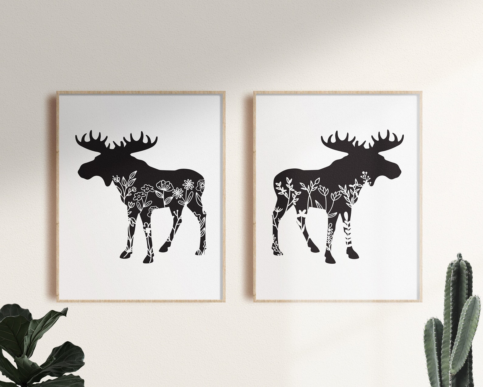 Floral Moose Svg, Moose With Flowers Silhouette, Wildflower Animal Svg ...