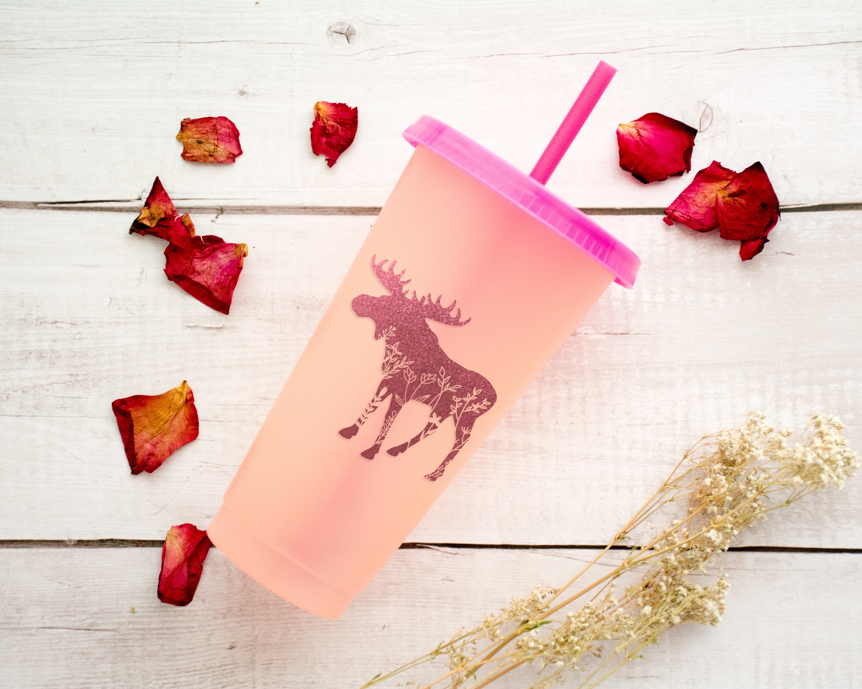 Floral Moose Svg, Moose With Flowers Silhouette, Wildflower Animal Svg ...
