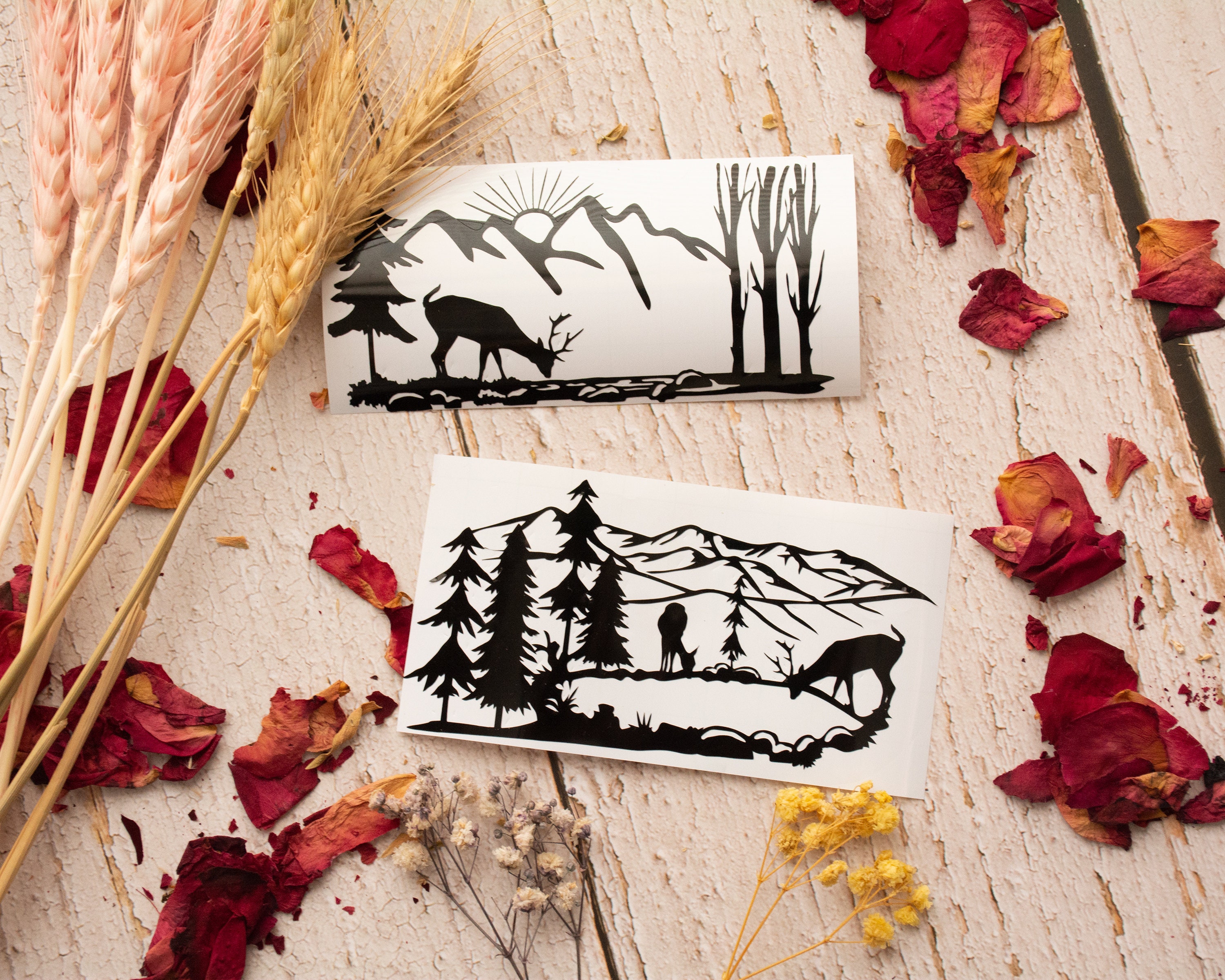 Deer Drinking Water SVG Deer Pond Silhouette Creek Svg Lake | Etsy