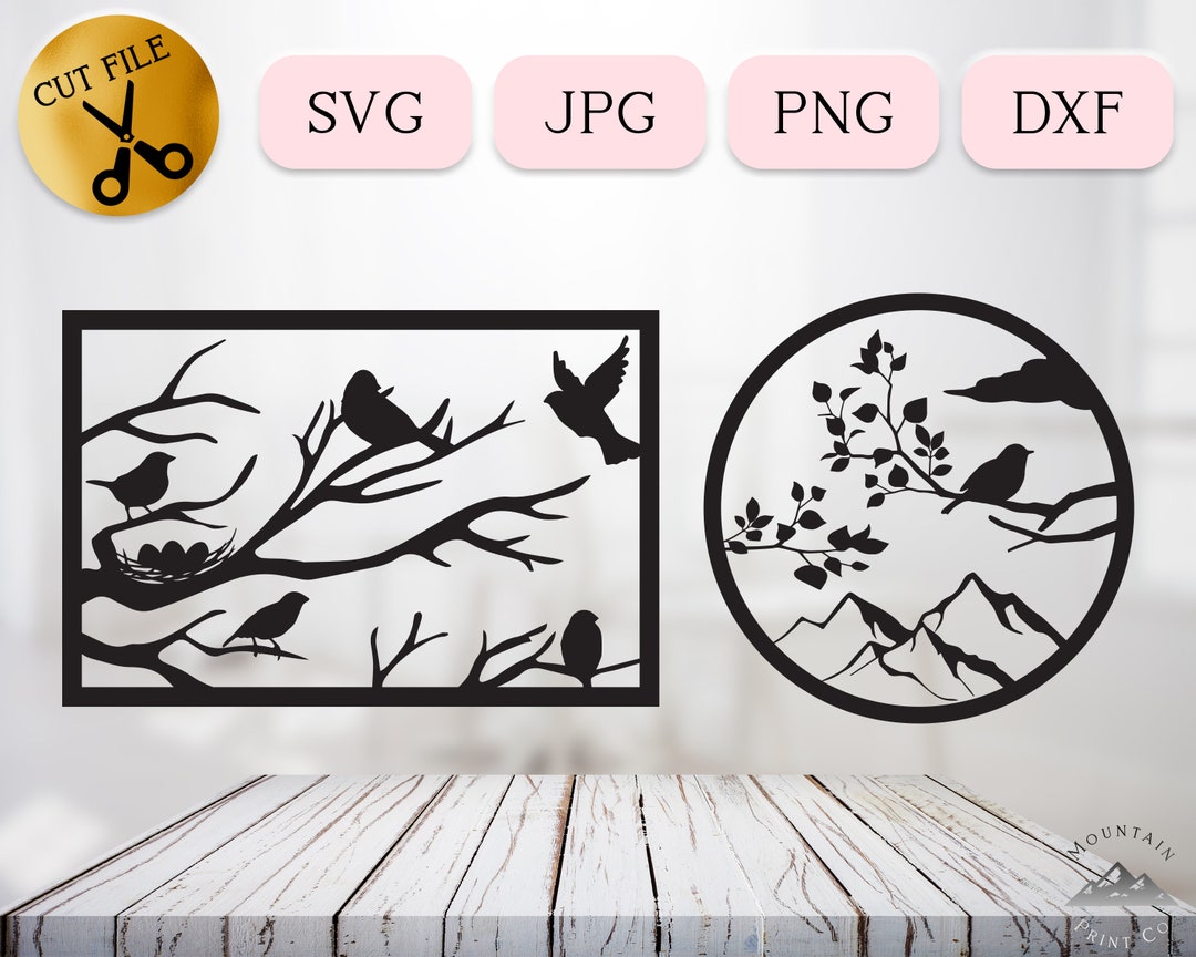 Bird Nest in Tree SVG, Bird SVG Bundle Cricut, Tree Branch Silhouette ...