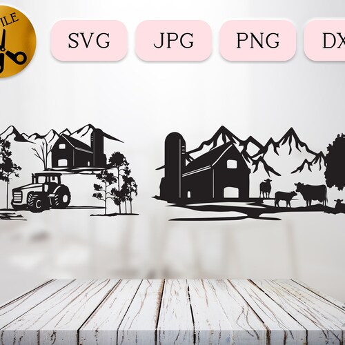 Farm Tractor Svg Scene Farm Life Svg Farmer Silhouette - Etsy