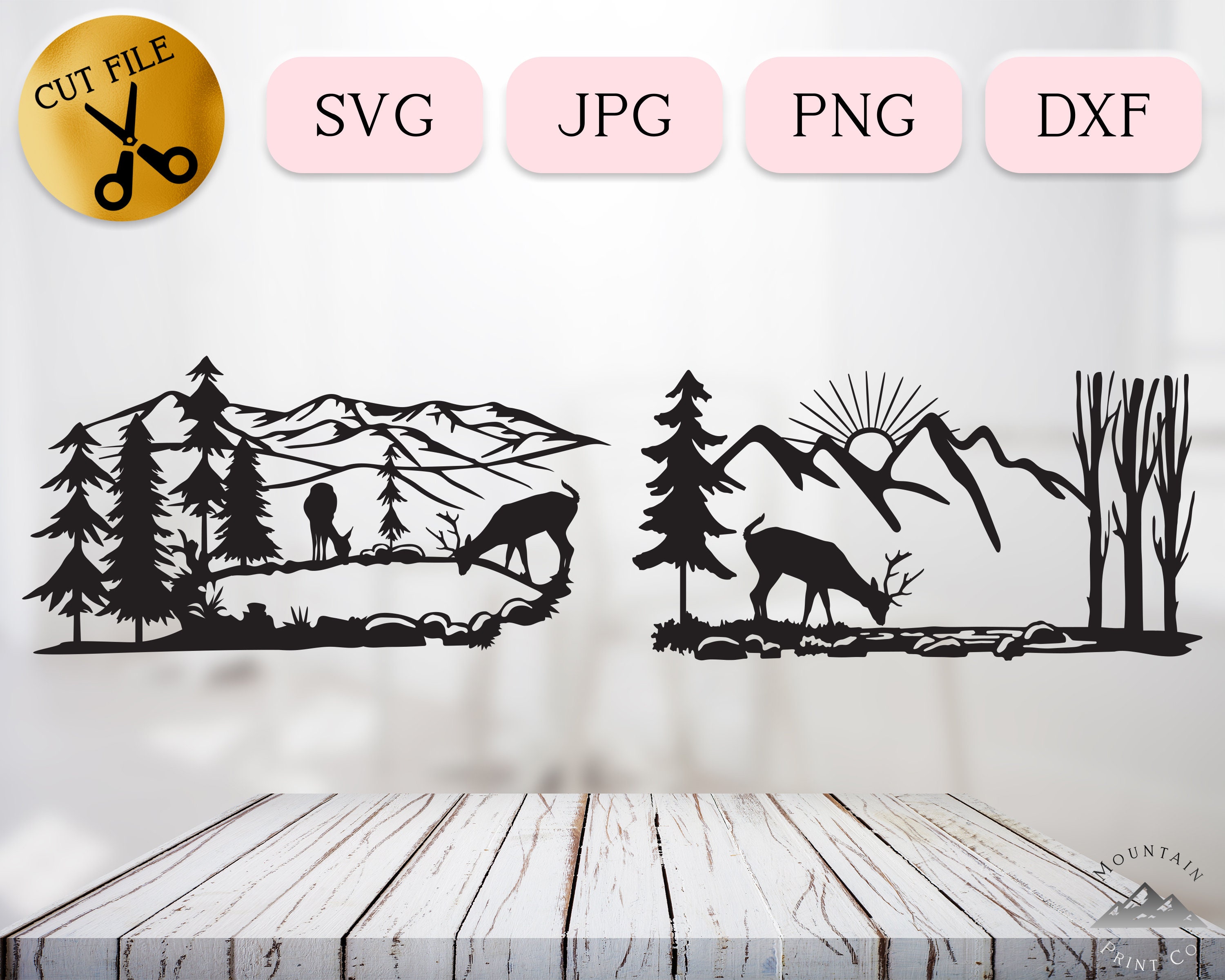 Deer Drinking Water SVG Deer Pond Silhouette Creek Svg Lake | Etsy