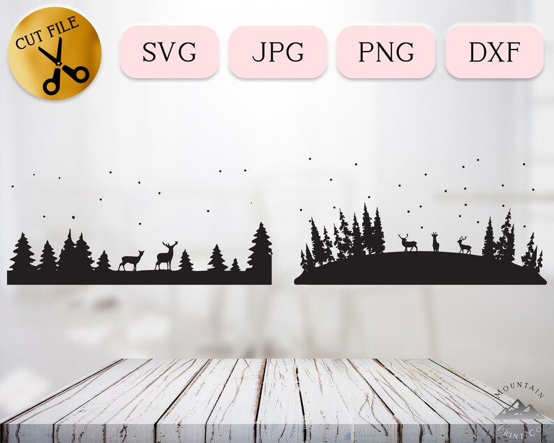 Snowy Deer Christmas Scene SVG Bundle Christmas Reindeer DXF | Etsy
