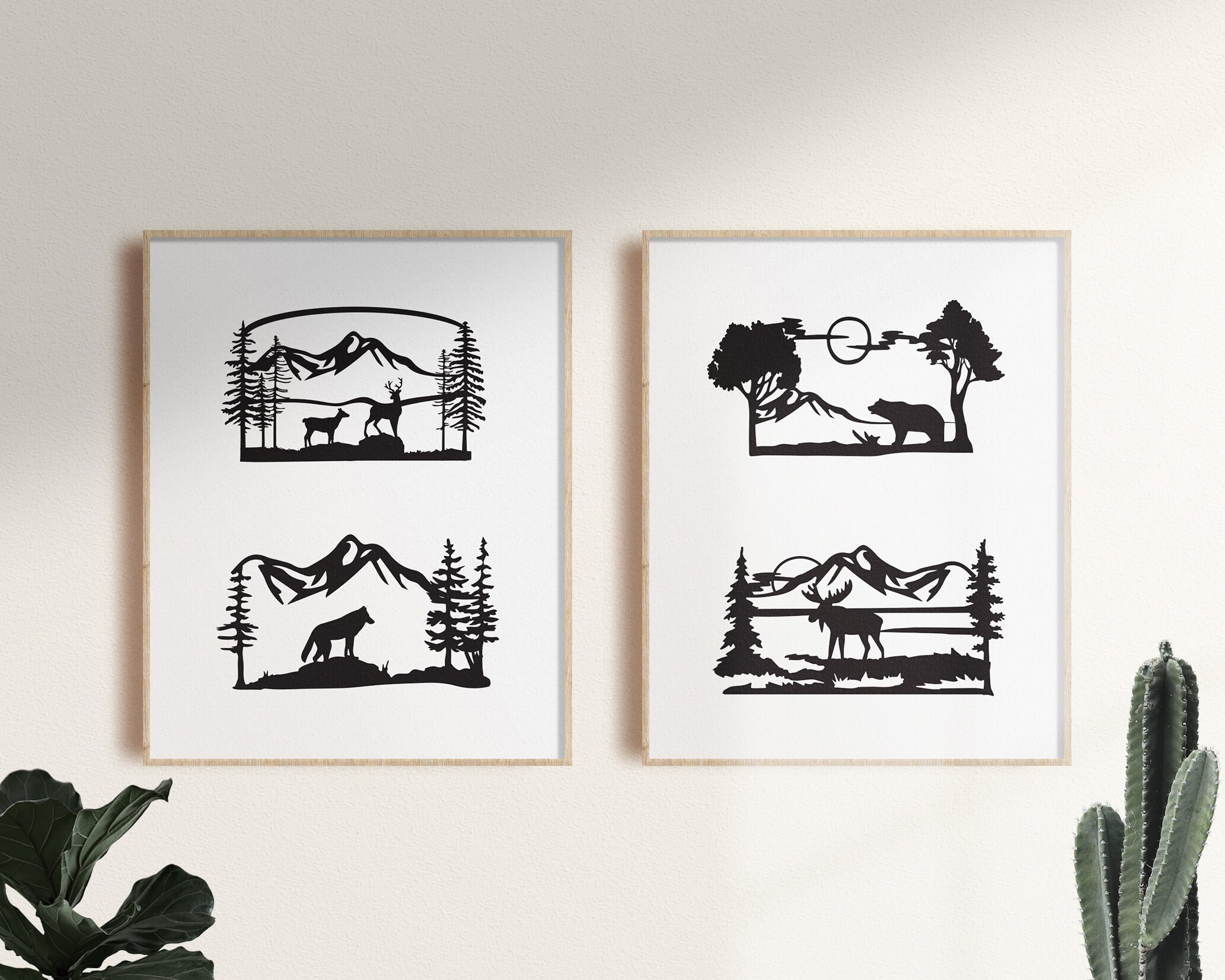 Mountain Animal SVG Woodland Scene Forest Landscape Vector | Etsy Canada