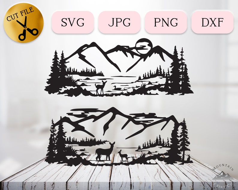 Fawn in Shallow Waters Nature Silhouette SVG, Duck Swimming Svg, Cloudy ...