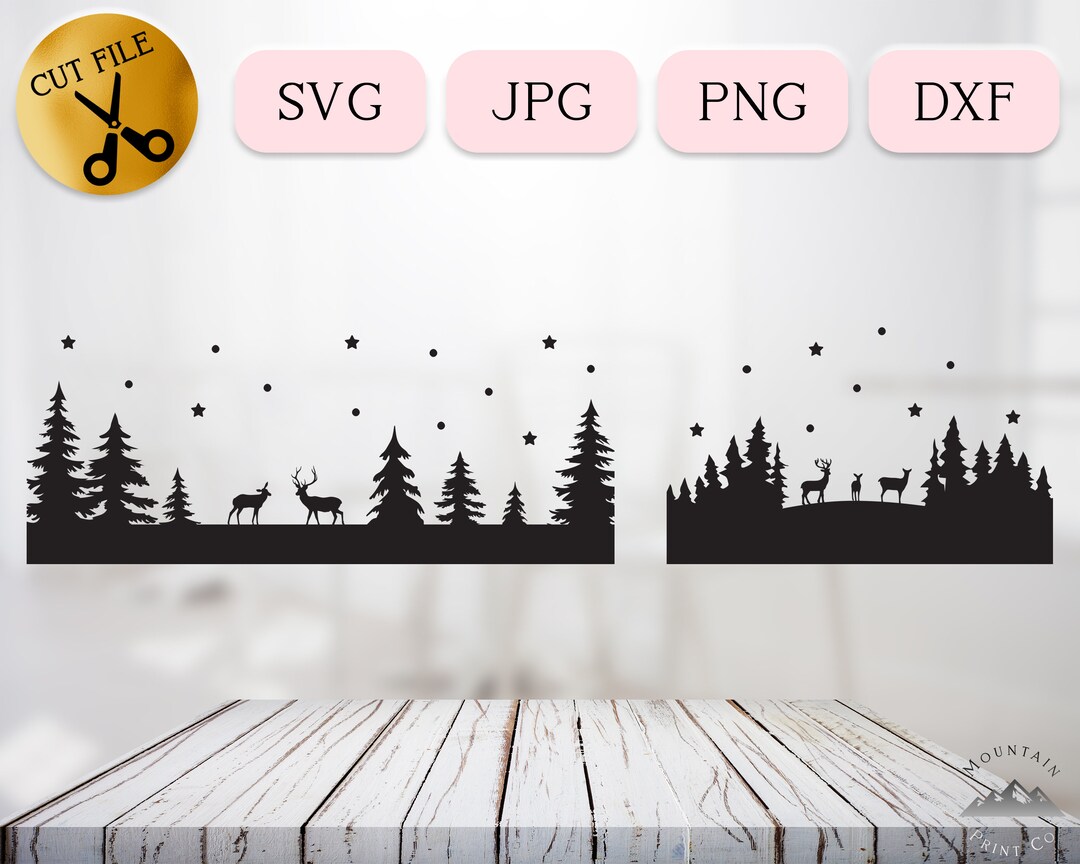 Snowy Deer Christmas Scene SVG Bundle, Christmas Reindeer DXF ...
