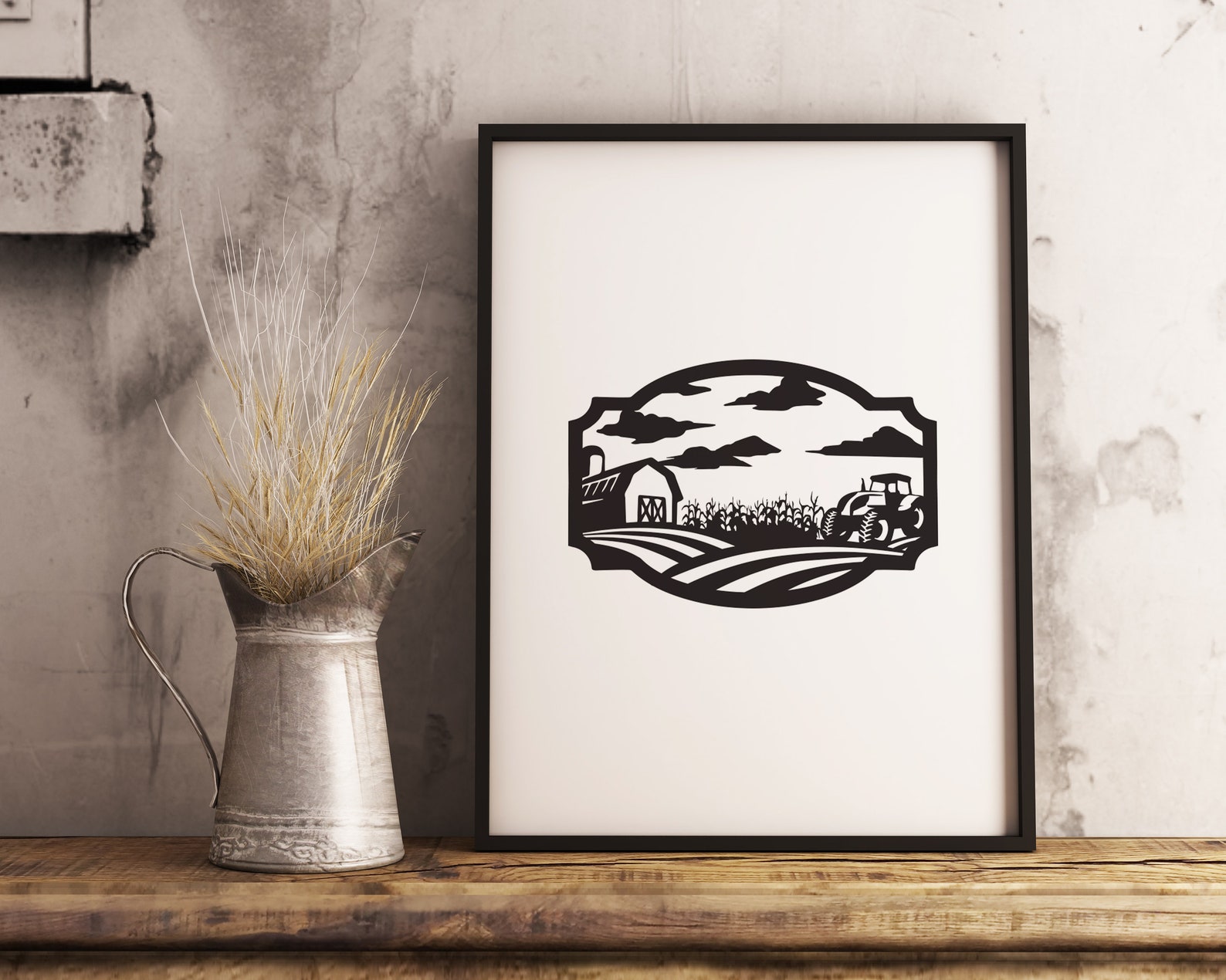 Frame Farm Sign Cut File Svg, Farmer's Field Dxf, Tractor Clipart, Barn ...