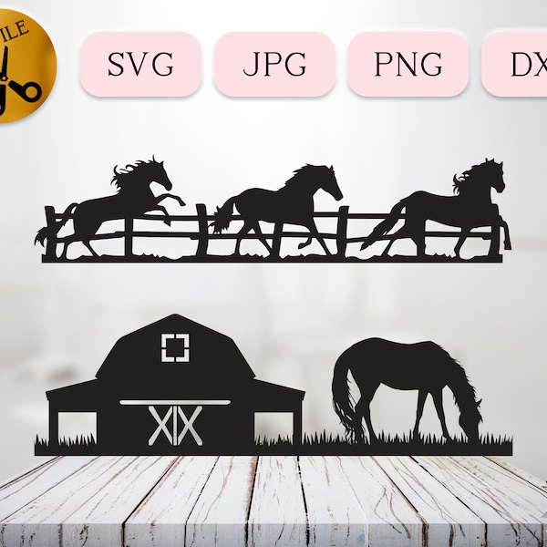 Horses Grazing Svg - Etsy