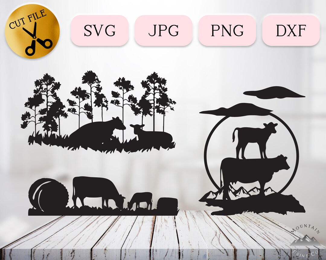 Heifer and Calf Svg, Cow Silhouette, Mama Cow Svg Bundle Cricut, Farm ...