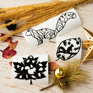 3 Autumn Squirrel SVG, Falling Leaves Svg, Squirrel Silhouette ...