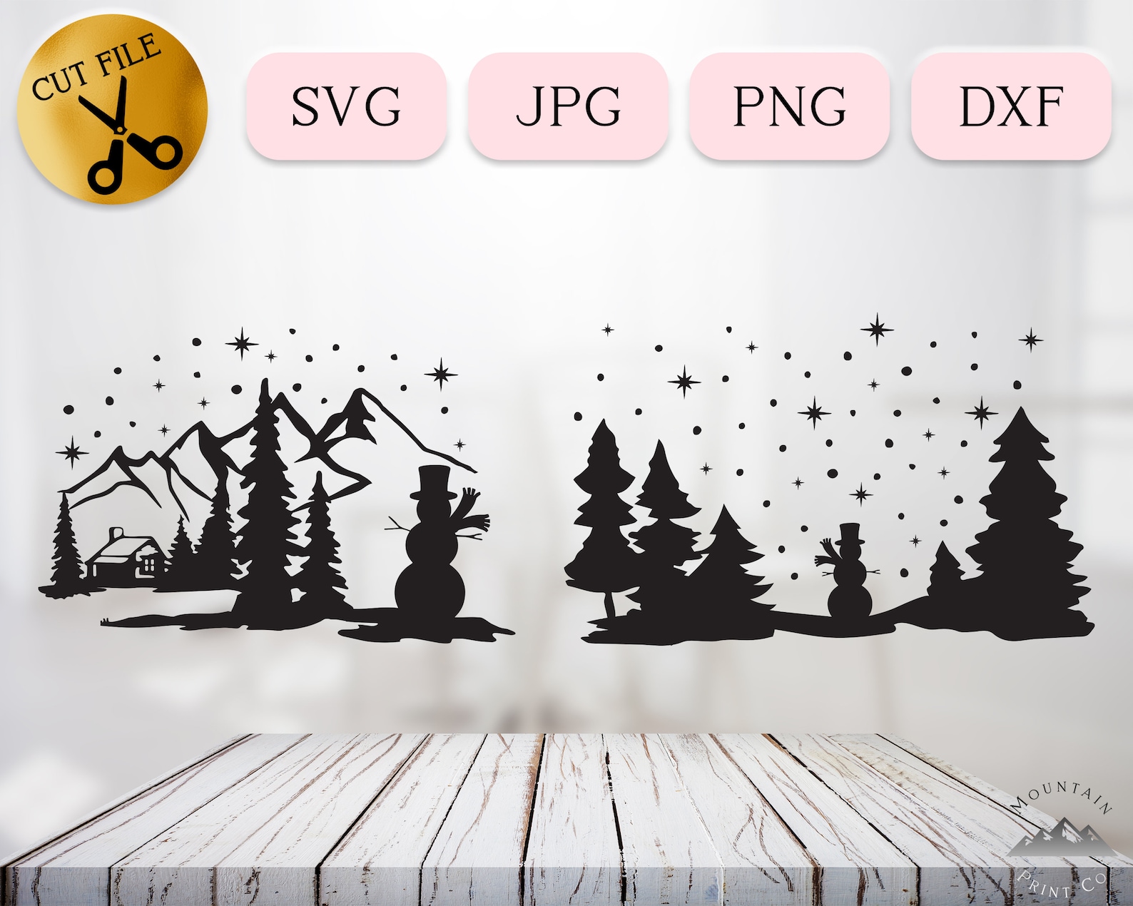 Christmas Night SVG Snowman Scene Svg Santa Sleigh Svg for - Etsy