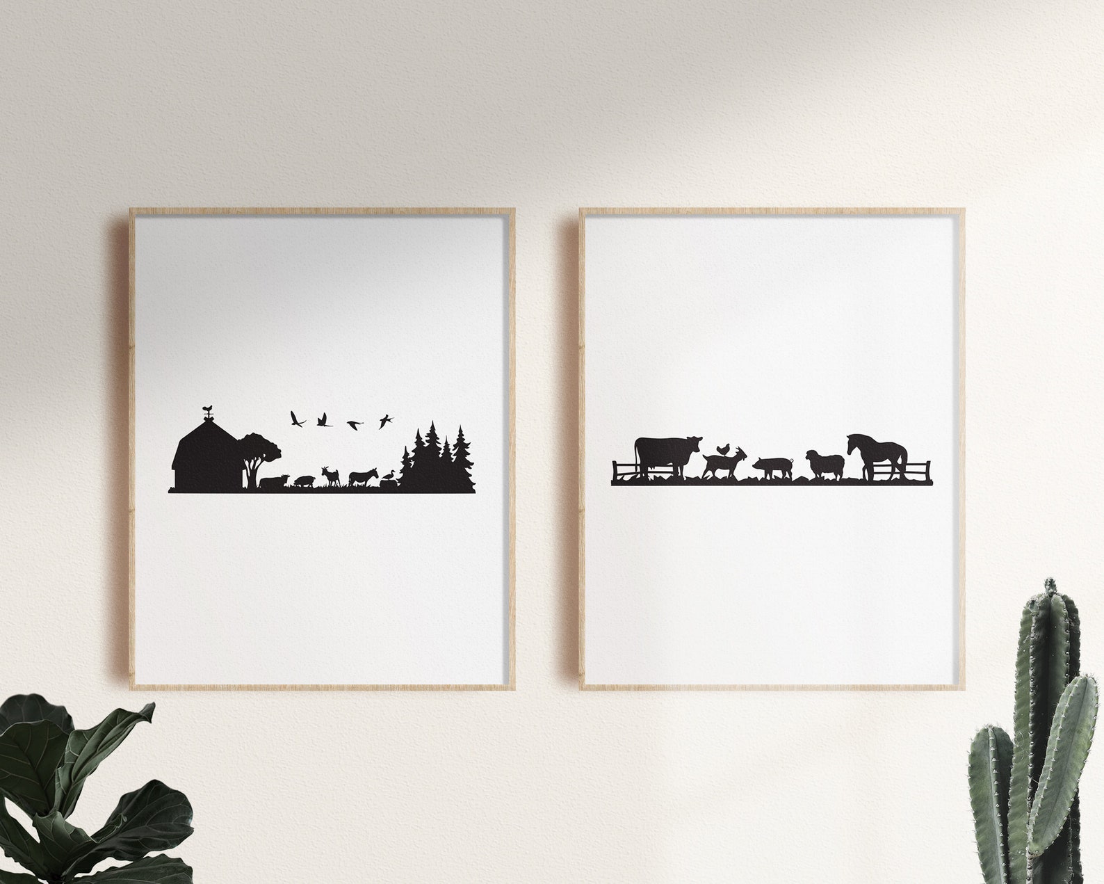 Farm Animal Scene Svg Bundle, Cow Pig Svg Goat Sheep Horse Silhouette ...