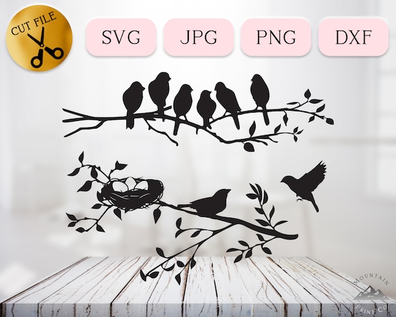 Birds SVG Bundle Birds on Branches Svg Bird in Tree | Etsy