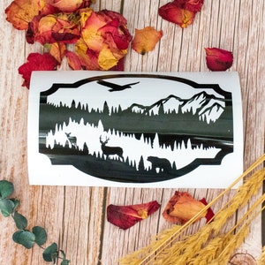 Alpine Svg Scene, Mountainside Wildlife Silhouette, Framed Eagle Dxf ...