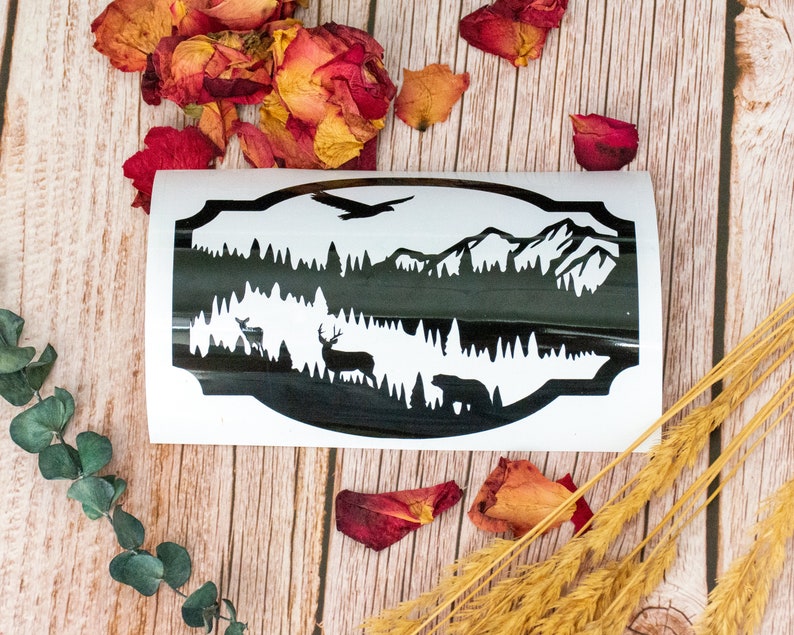 Alpine Svg Scene Mountainside Wildlife Silhouette Framed - Etsy