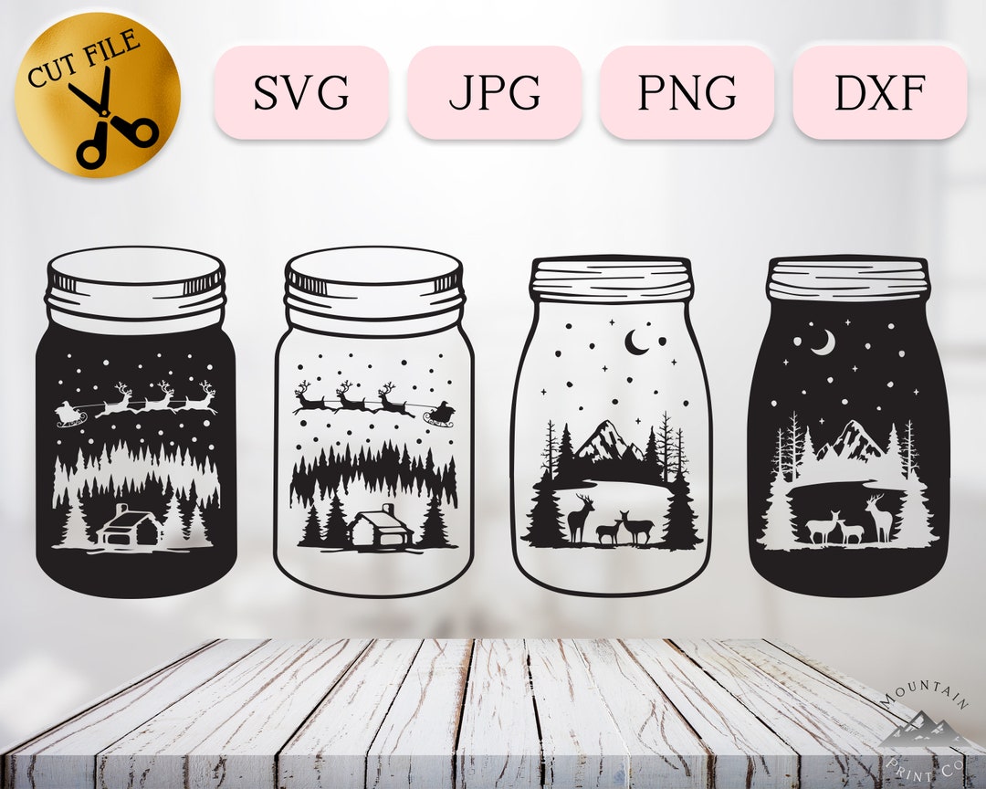Christmas in a Jar Svg Bundle, Christmas Scene in Bottle, Winter Log ...