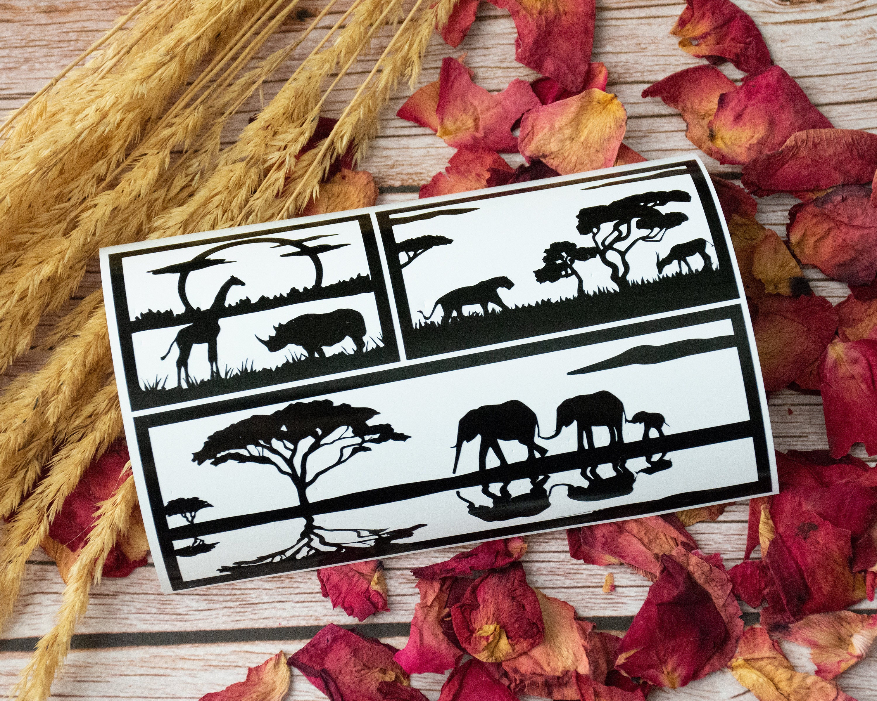 Border Frame Safari Dxf Vector Bundle, Scenery Safari Silhouette ...