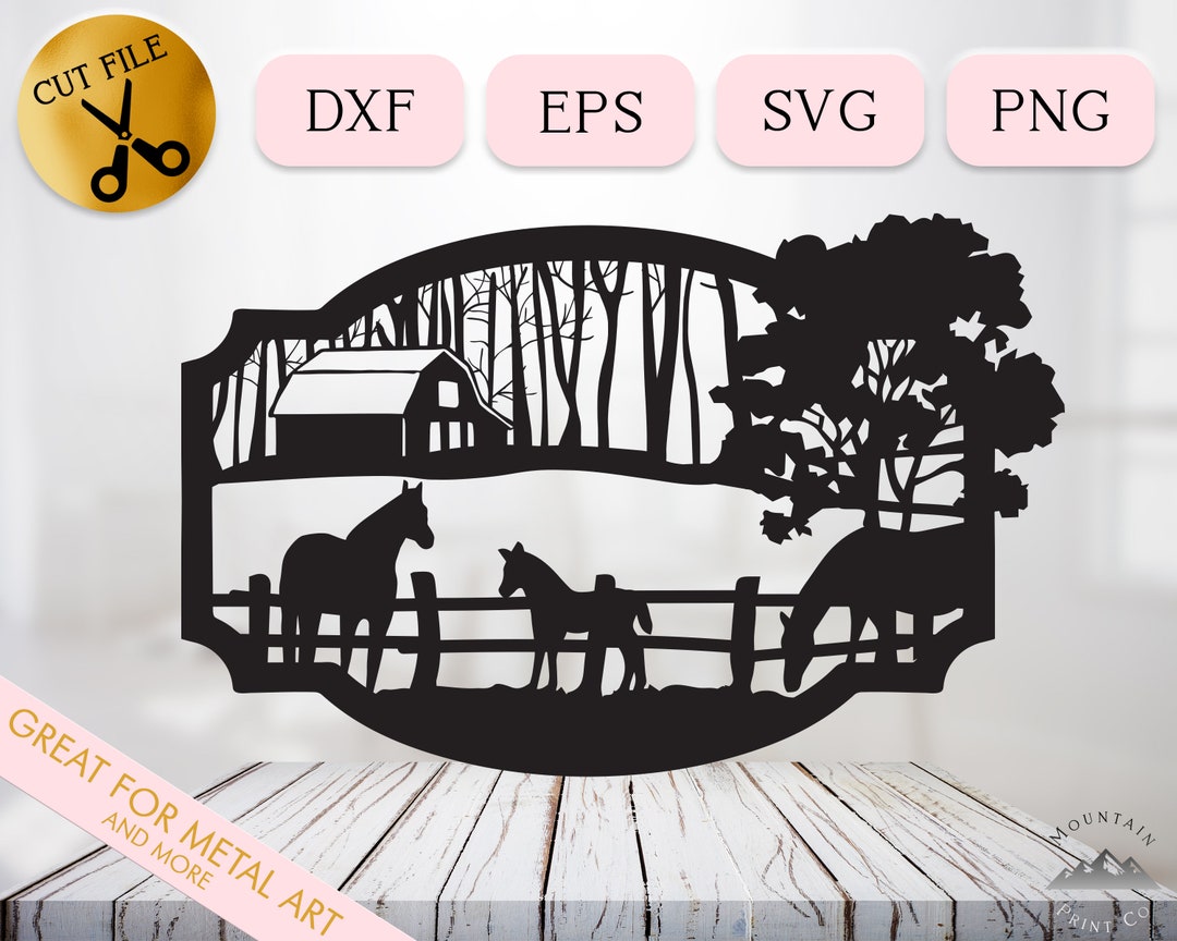 Horse Ranch Dxf Design, Horse Foal Svg, Horse Family Silhouette, Horse ...