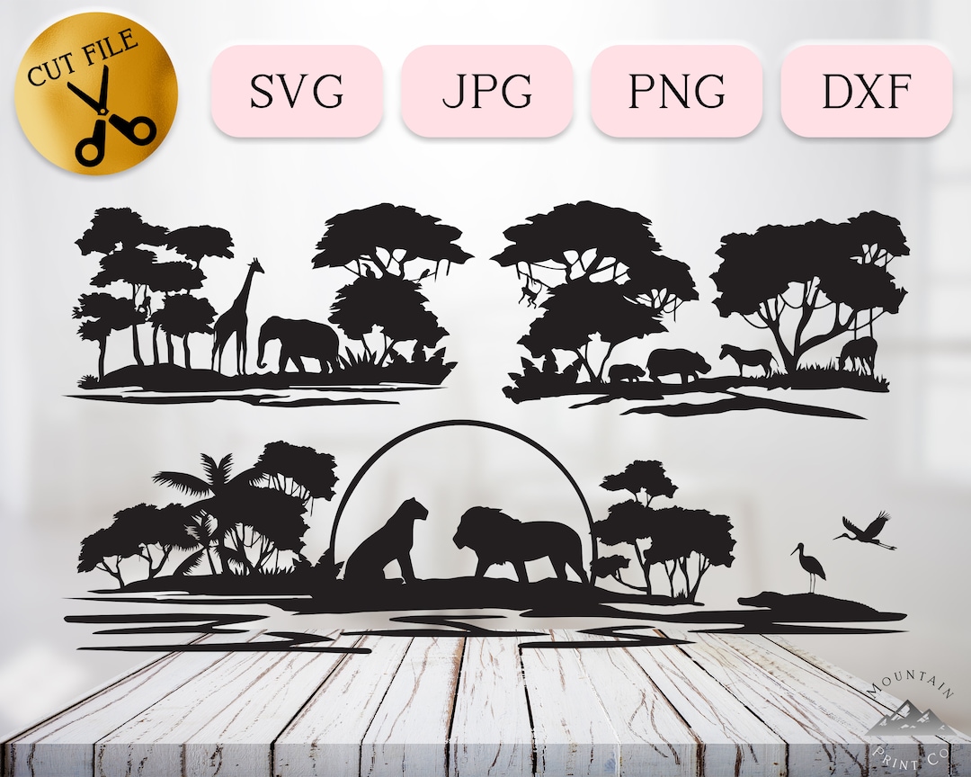 King of the Jungle Svg, Jungle Animals Silhouette, Tropical Svg Bundle ...