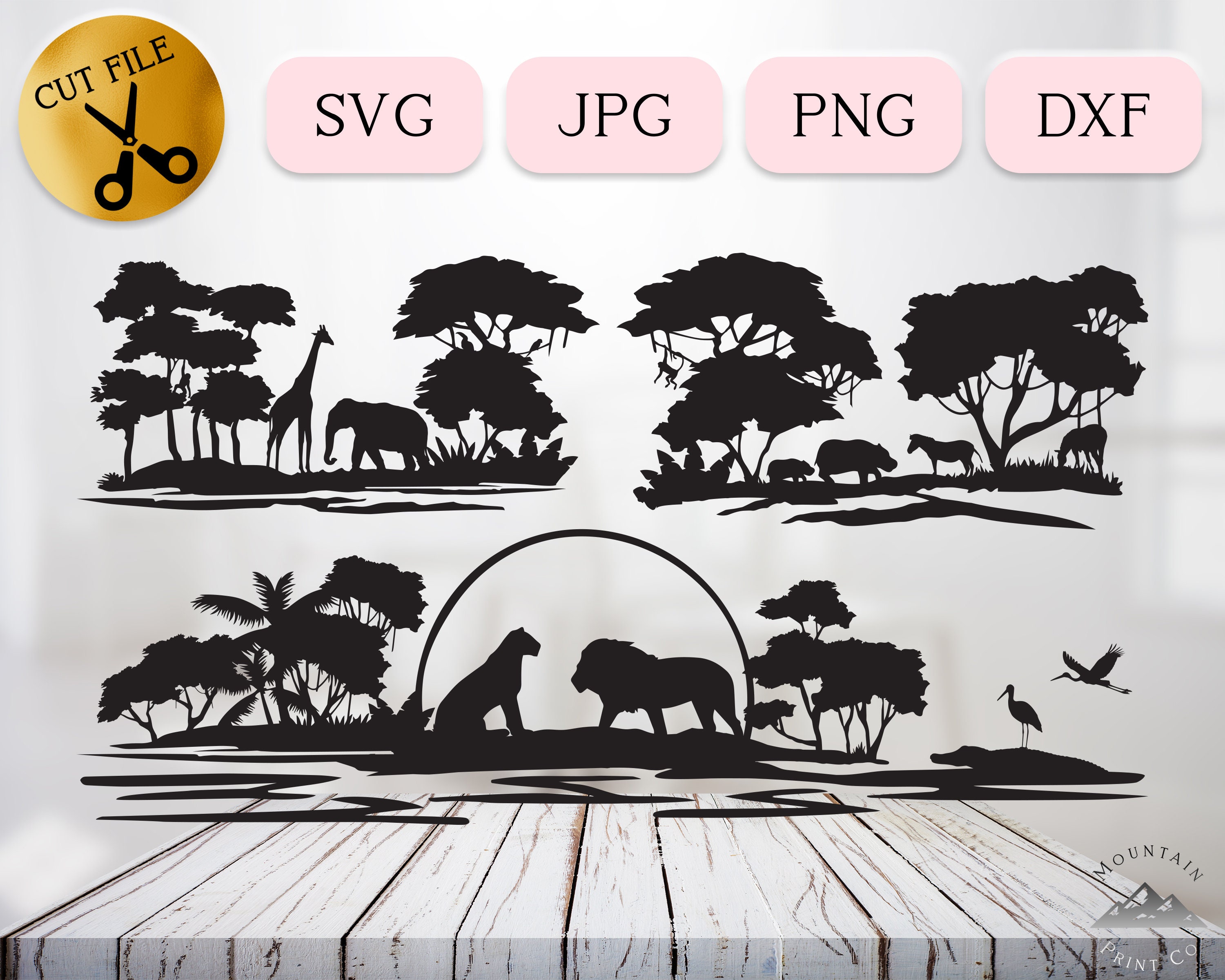 King of the Jungle Svg Jungle Animals Silhouette Tropical - Etsy Canada