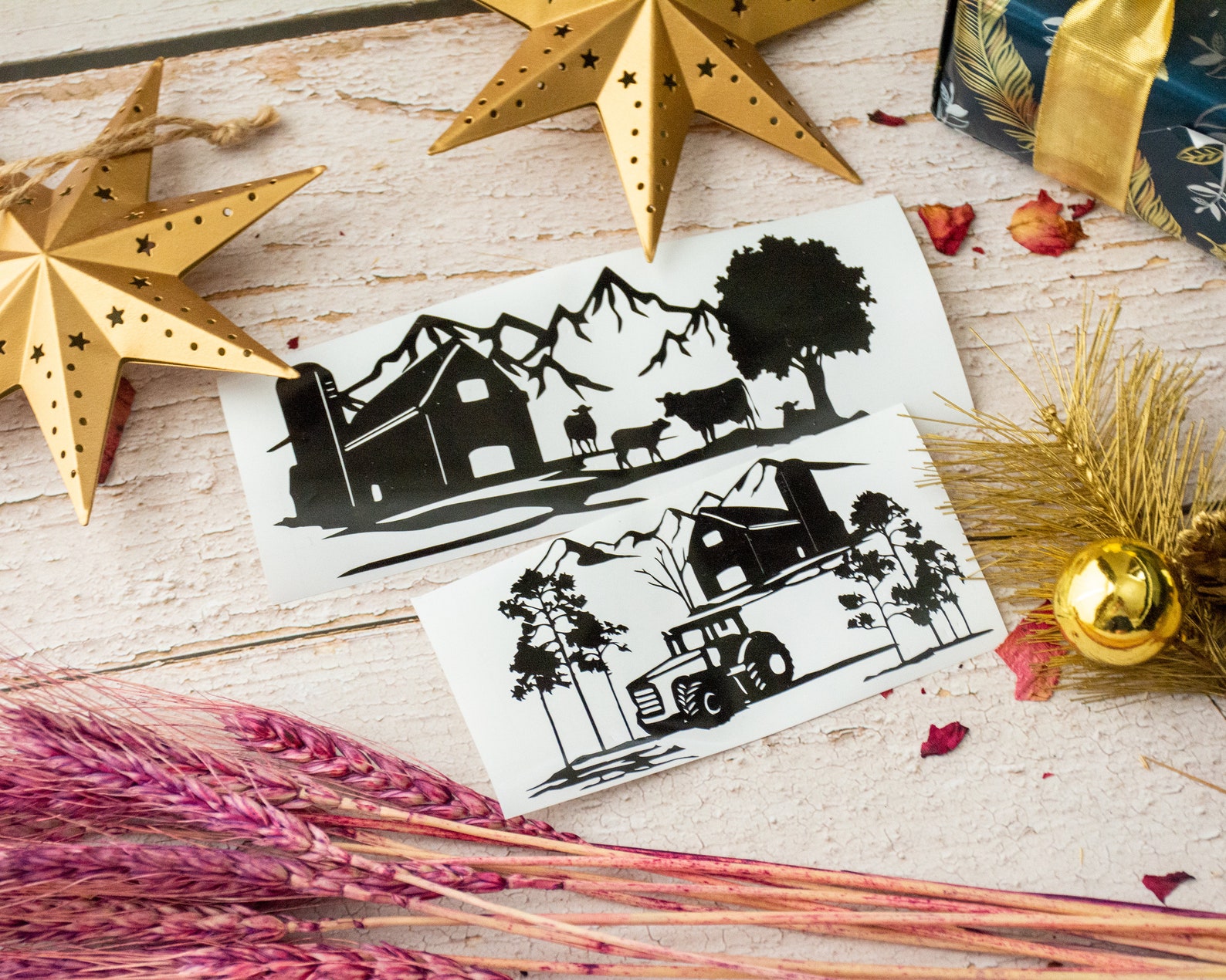 Farm Tractor Svg Scene Farm Life Svg Farmer Silhouette - Etsy