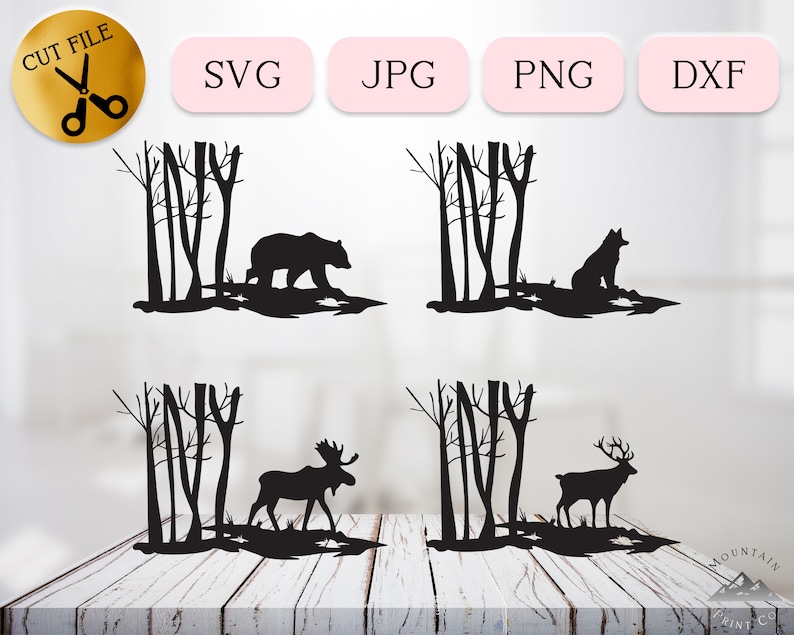 Forest Edge SVG Animal Clipart Wildlife Svg Forest Meadow | Etsy