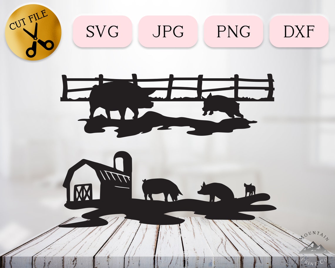 Pigs Playing in Mud Svg Bundle Pigs in Mud Silhouette Baby - Etsy