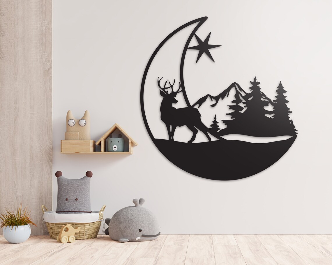 Christmas Moon SVG Bundle Snowy Christmas Village Scene Deer | Etsy