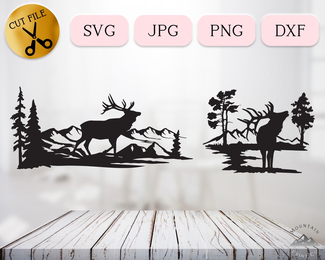 Elk Nature Scene, Bugling Elk Silhouette, Wilderness Outdoor Adventure ...