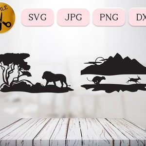 Lion Safari Svg, Safari Scene, Lion Chasing Antelope Svg, Summer ...