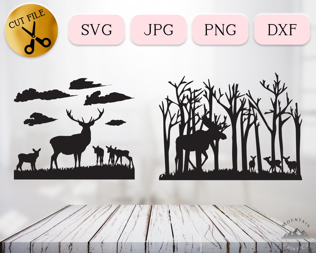 Stag and Bull Svg Bundle, Deer and Moose Together Svg, Open Field ...