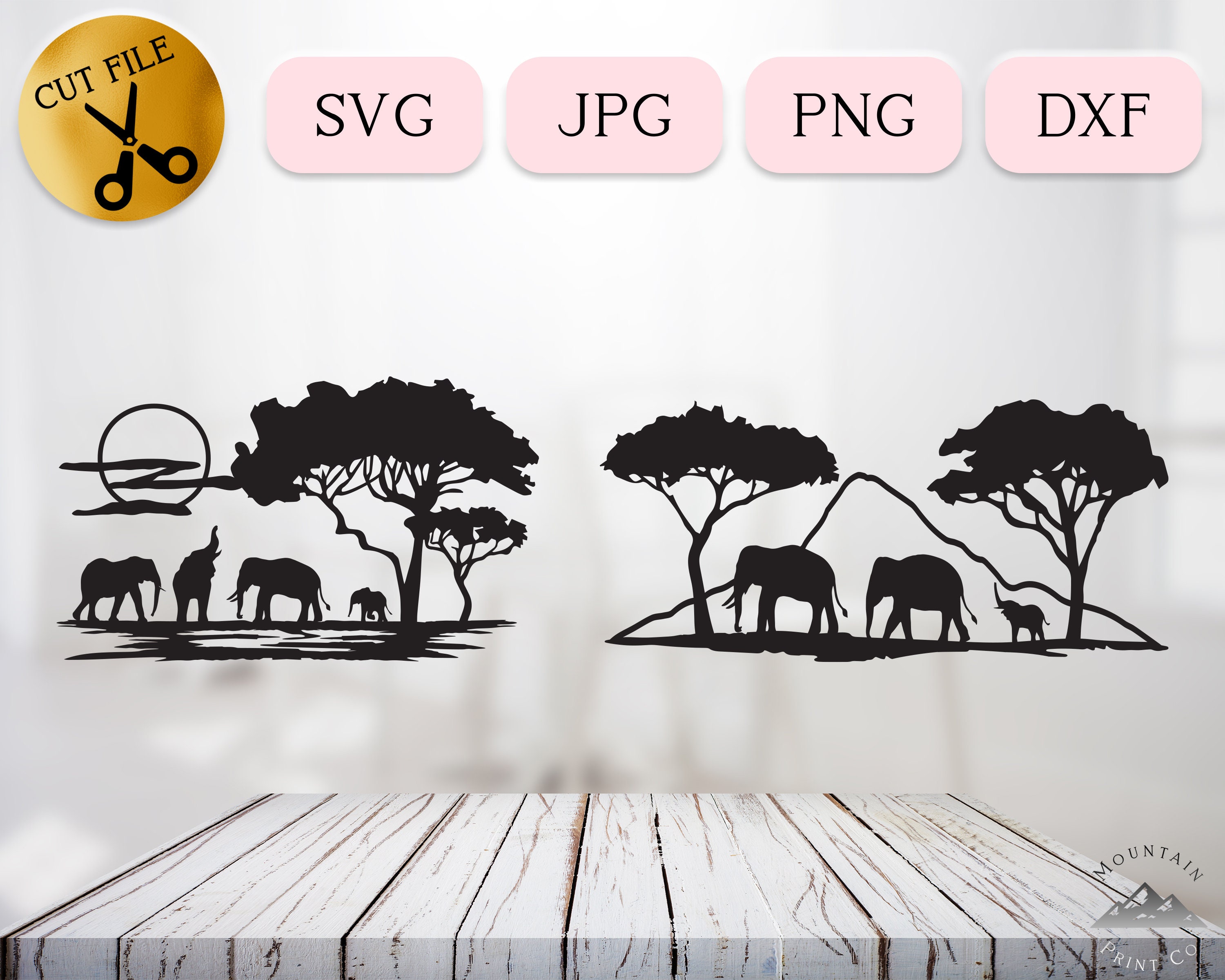 Card Making & Stationery Safari Animal Scene Safari Elephant Clipart ...