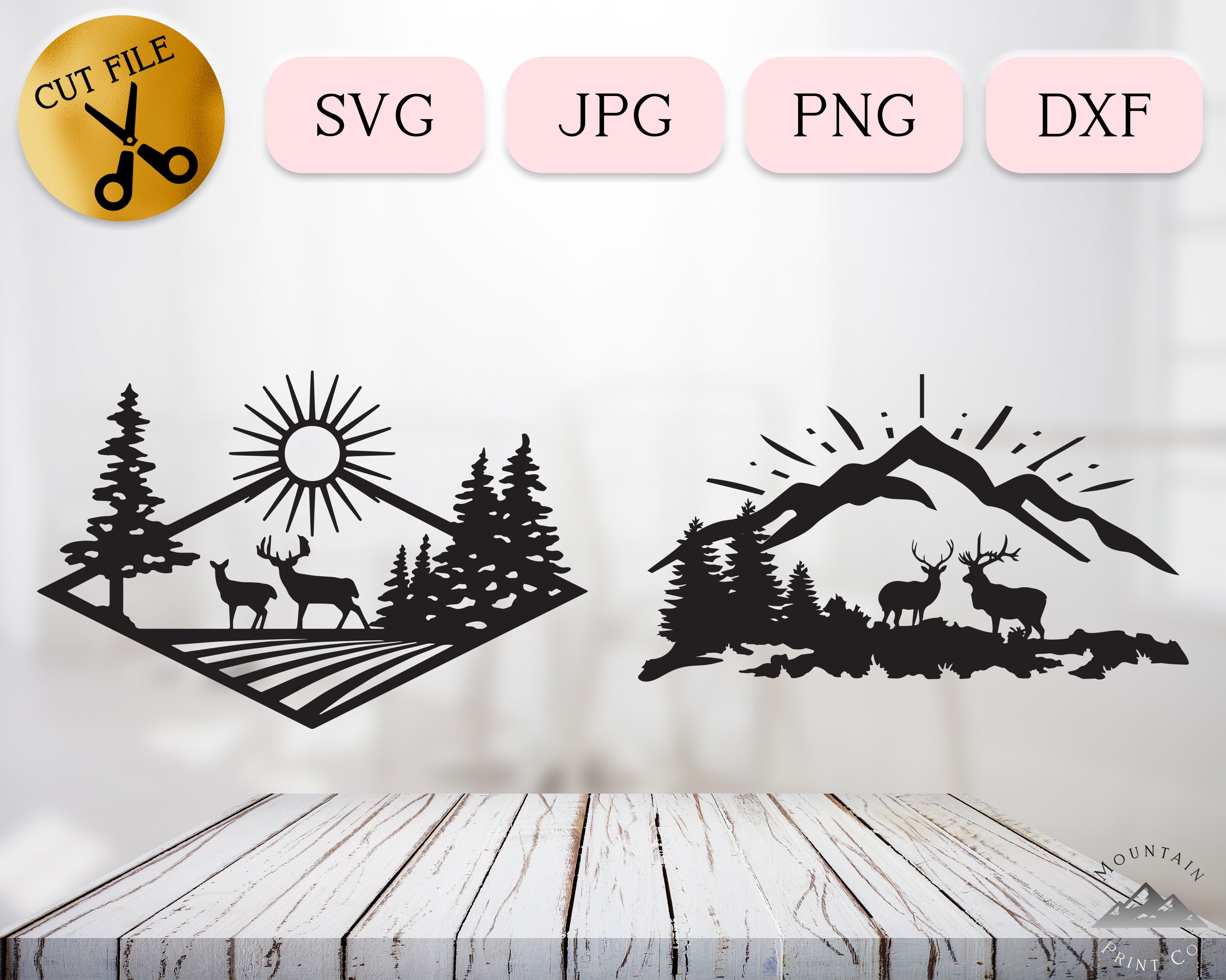 Grassland Deer Couple SVG Bundle Prairie Deer Scene Winter - Etsy Canada