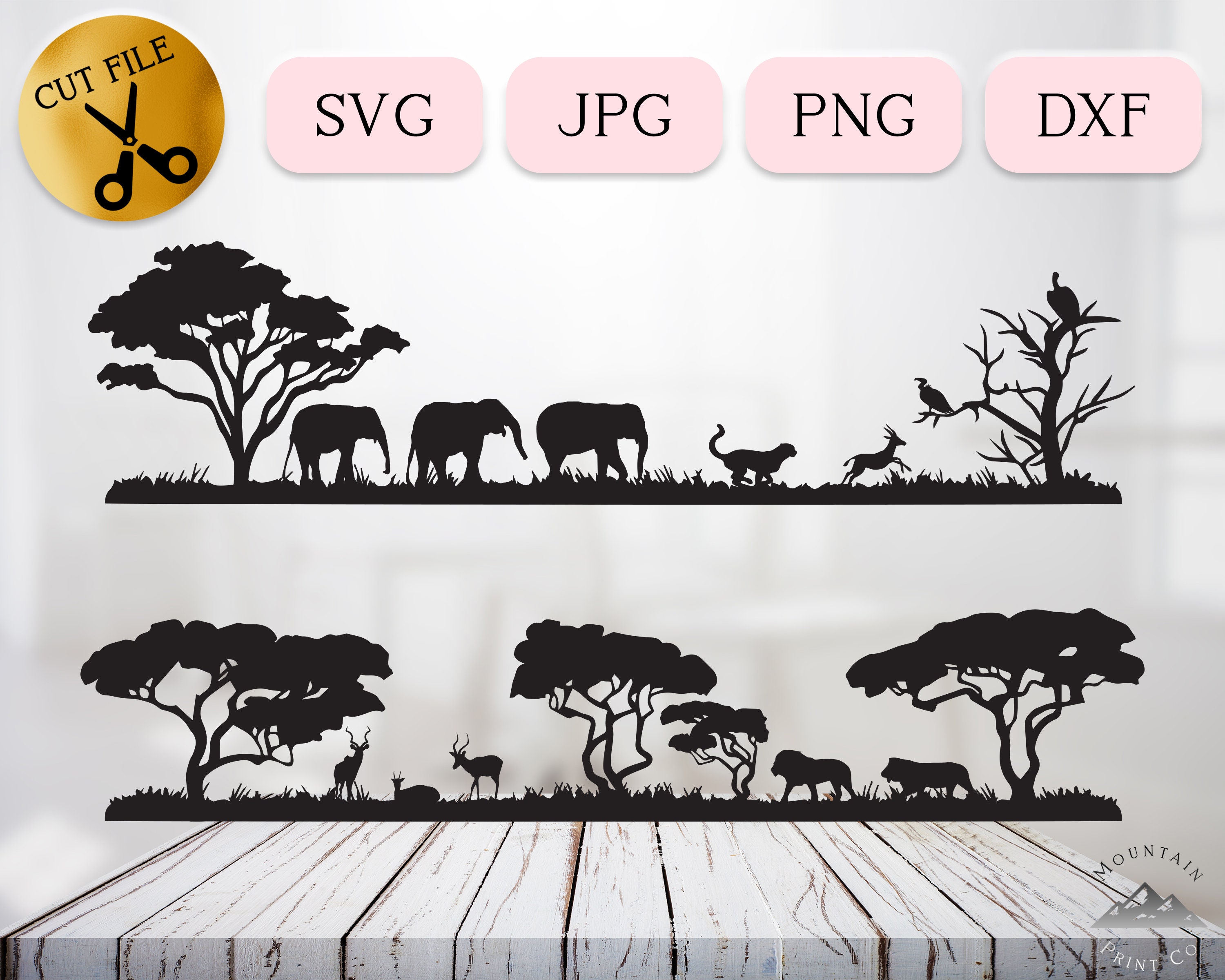 Safari SVG African Savanna Svg Wildlife Scene Elephant - Etsy UK