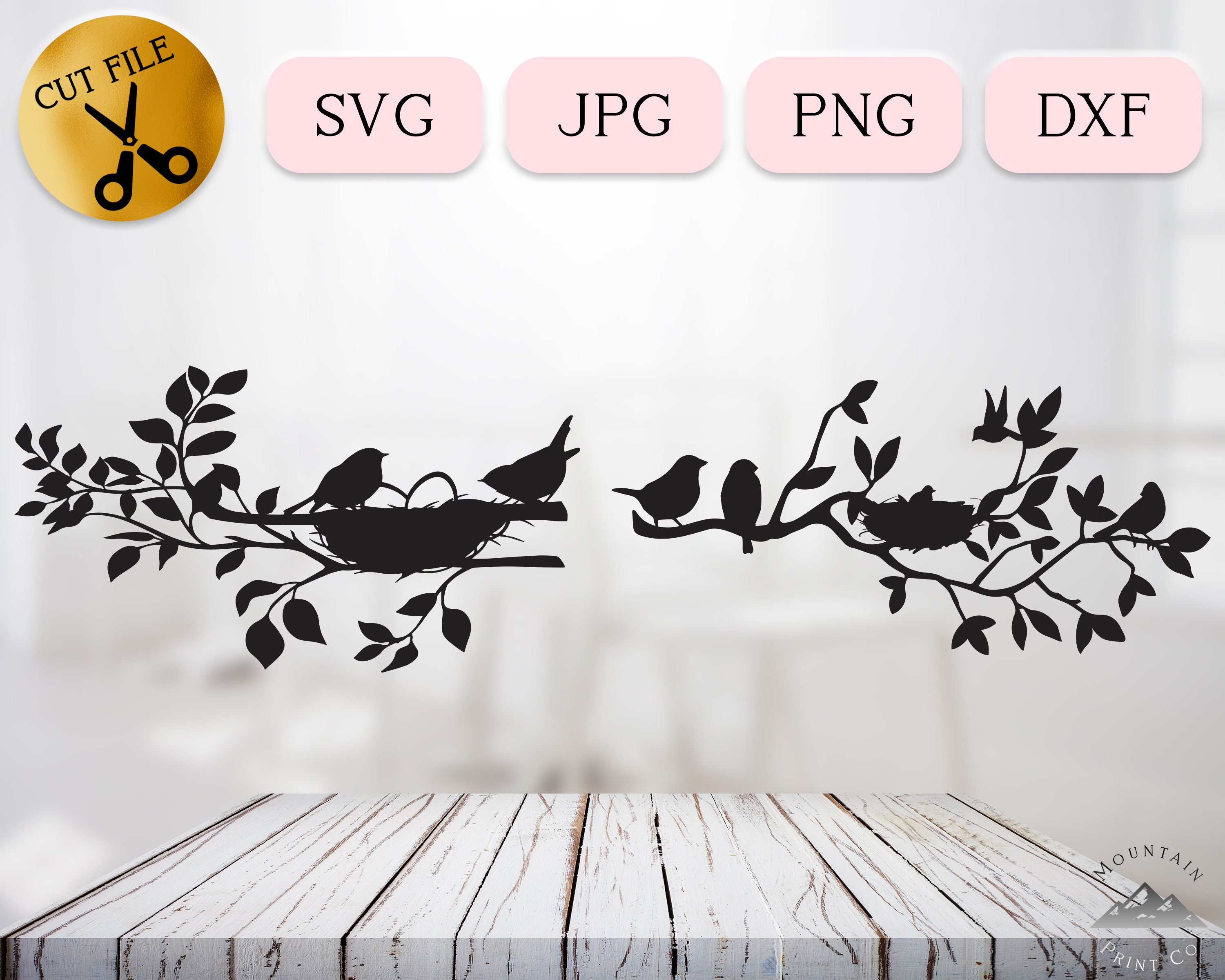Baby Bird in Nest SVG Bird Nest in Branches Clipart Nursery - Etsy