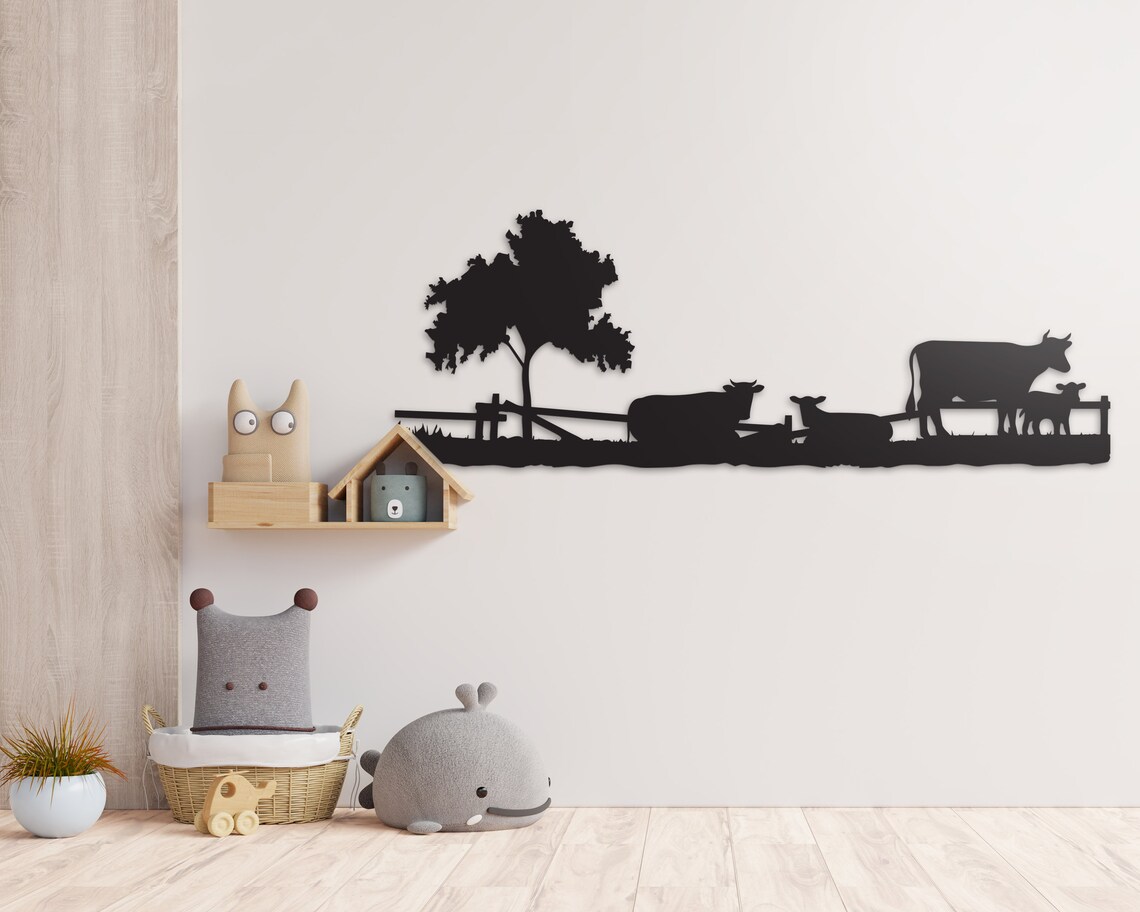 Cows in Field SVG Bundle, Connectable Cow Scenes, Dairy Cow in Field ...