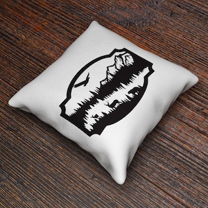 Alpine Svg Scene, Mountainside Wildlife Silhouette, Framed Eagle Dxf ...