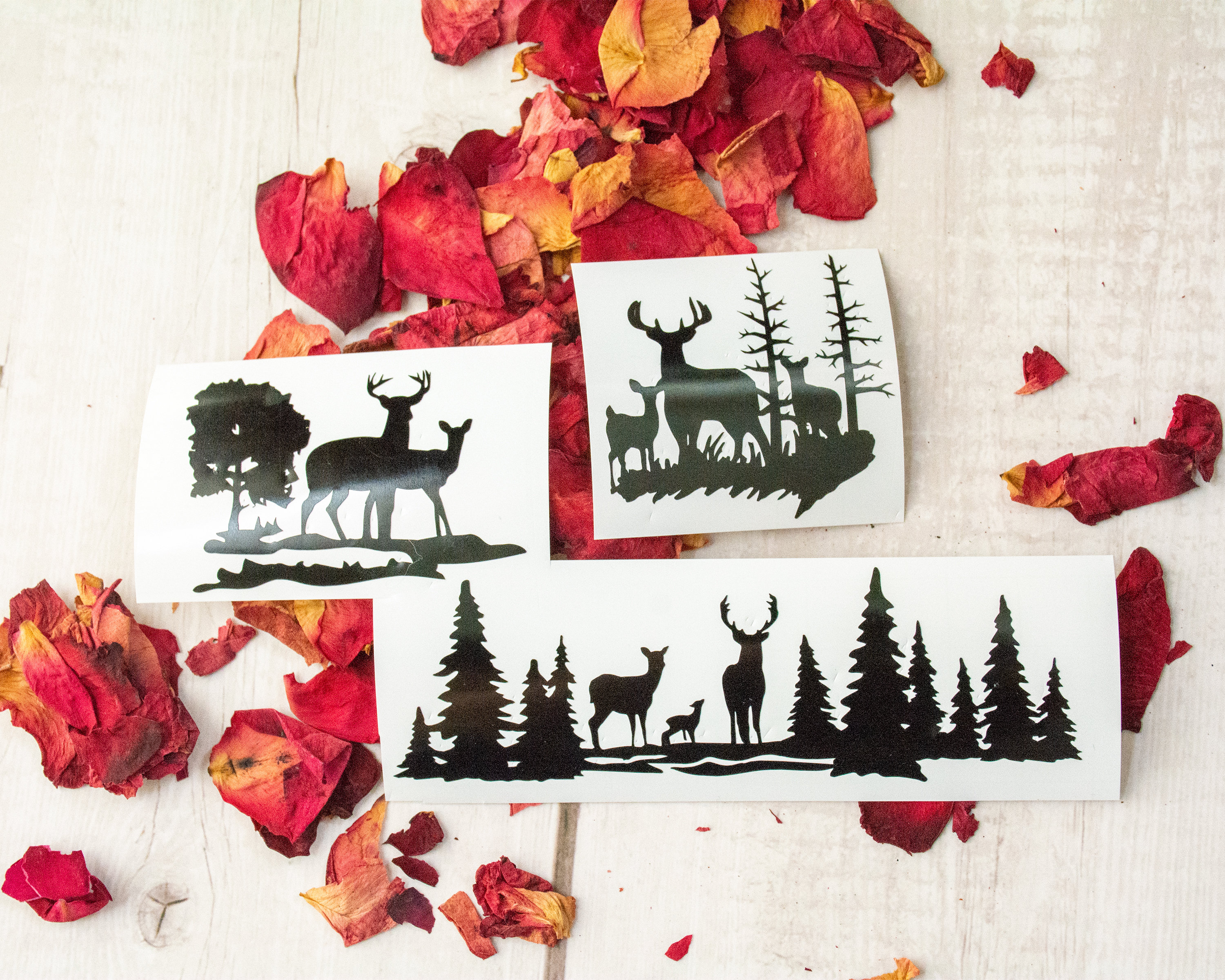 Buck and Doe in Forest Svg Bundle, Forest Deer Scene Digital Download ...