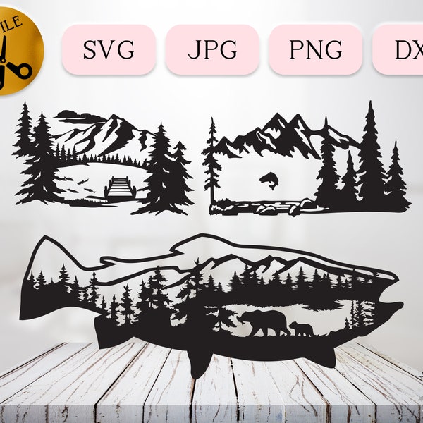 Bass Fishing Scene Dxf - Etsy