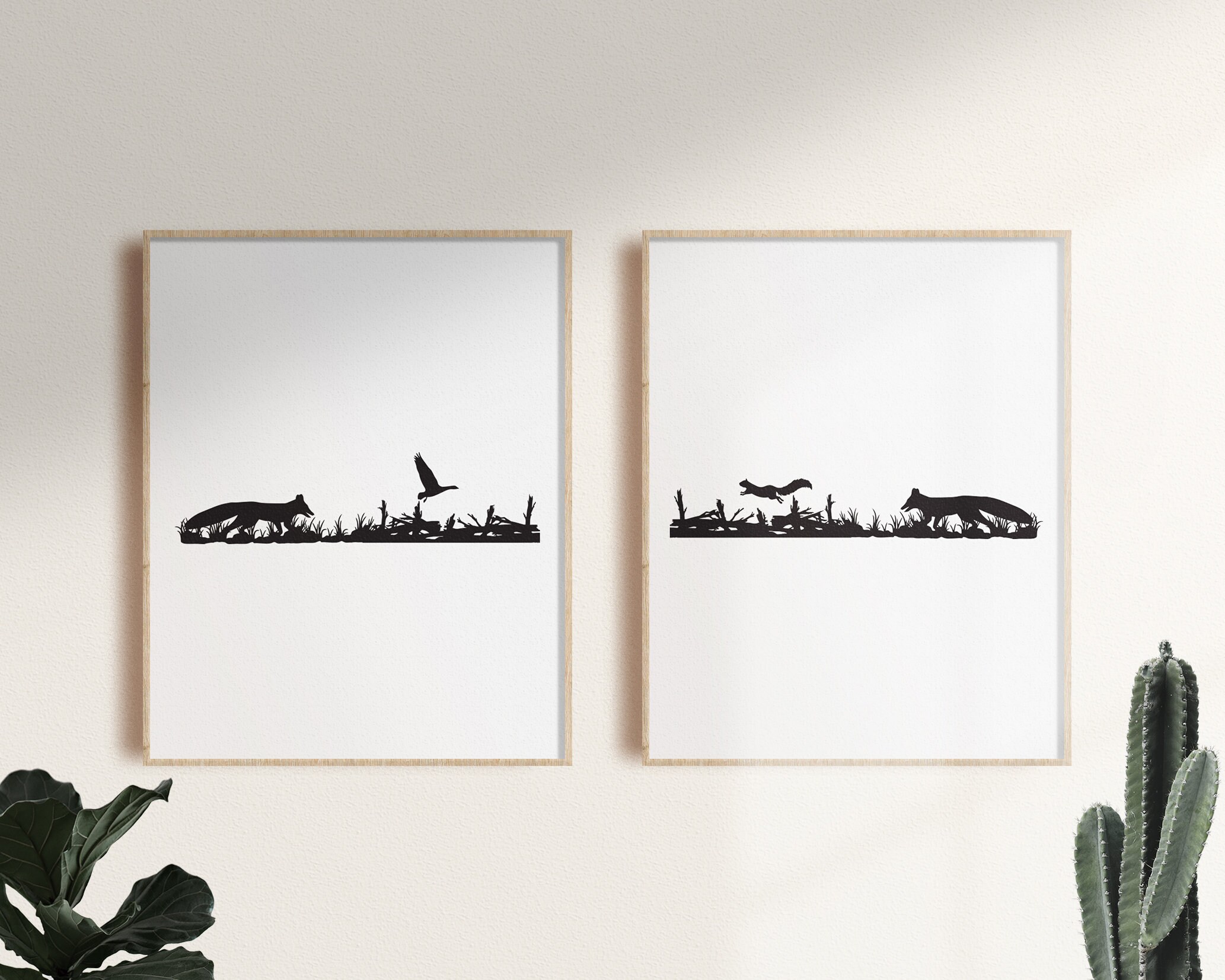 Fox Chasing Rabbit Svg Fox Chasing Duck Scene Fox and | Etsy